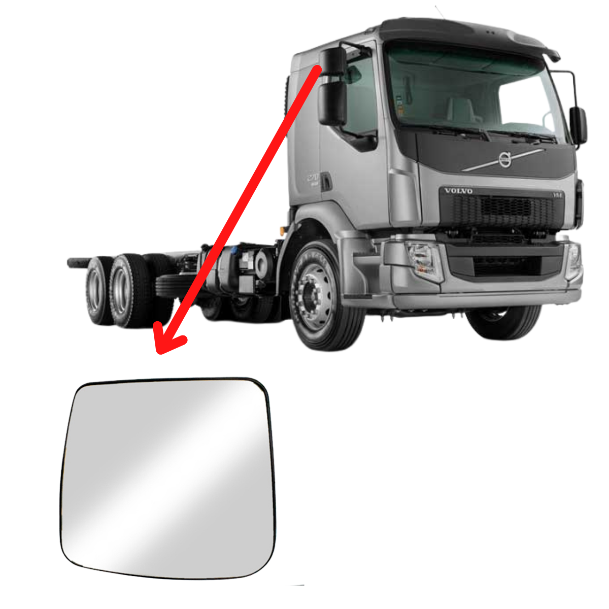 Vidro Espelho Volvo Vm Dir. (Espelho Auxiliar)